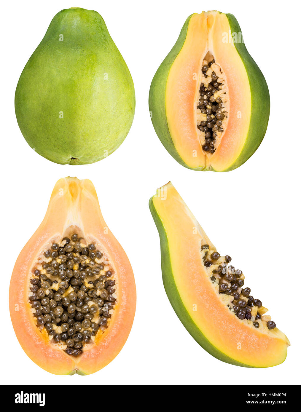 Set of papaya isolated with clipping path Stock Photo - Alamy