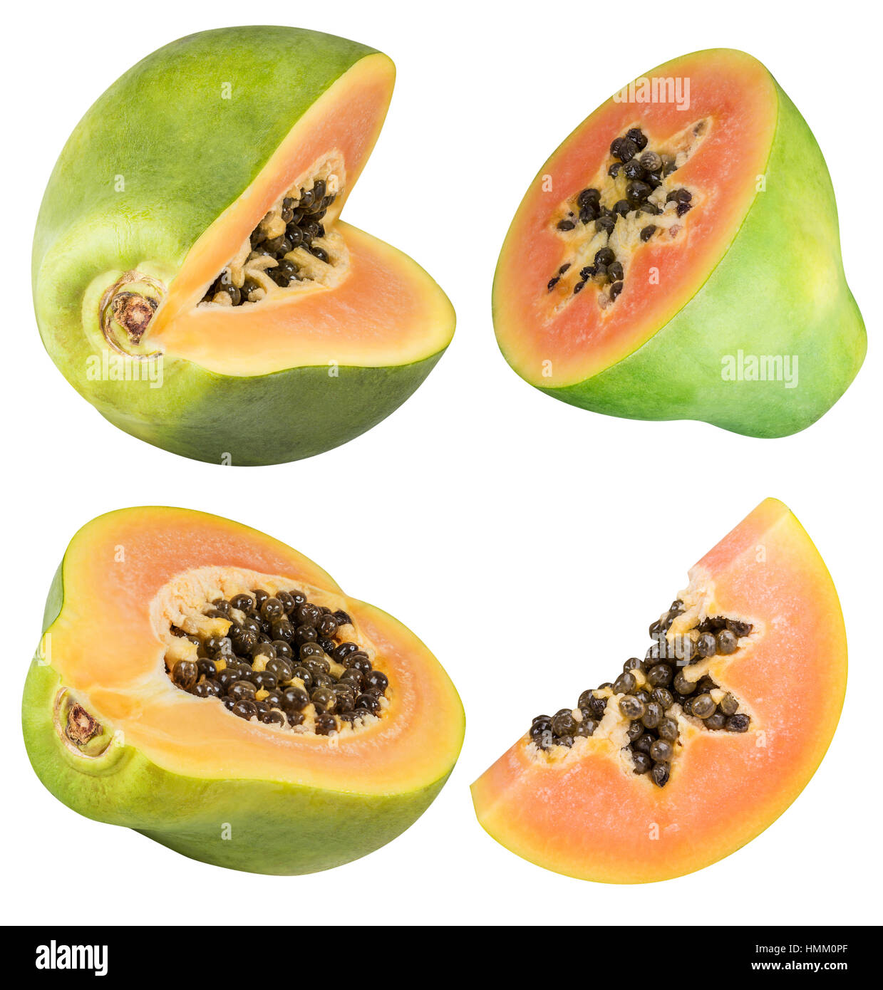 Set of papaya isolated with clipping path Stock Photo - Alamy