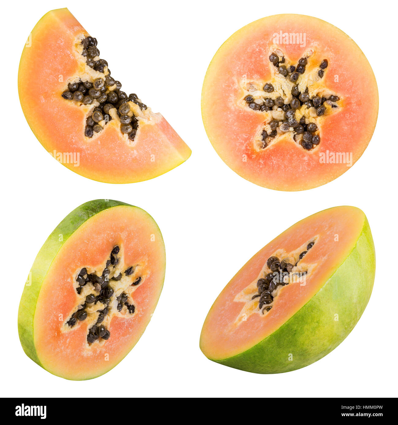 Set of papaya isolated with clipping path Stock Photo - Alamy
