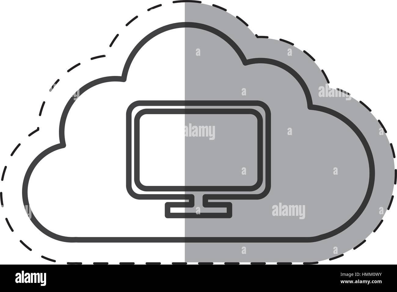 cloud screen device technology thin line vector illustration eps 10 ...