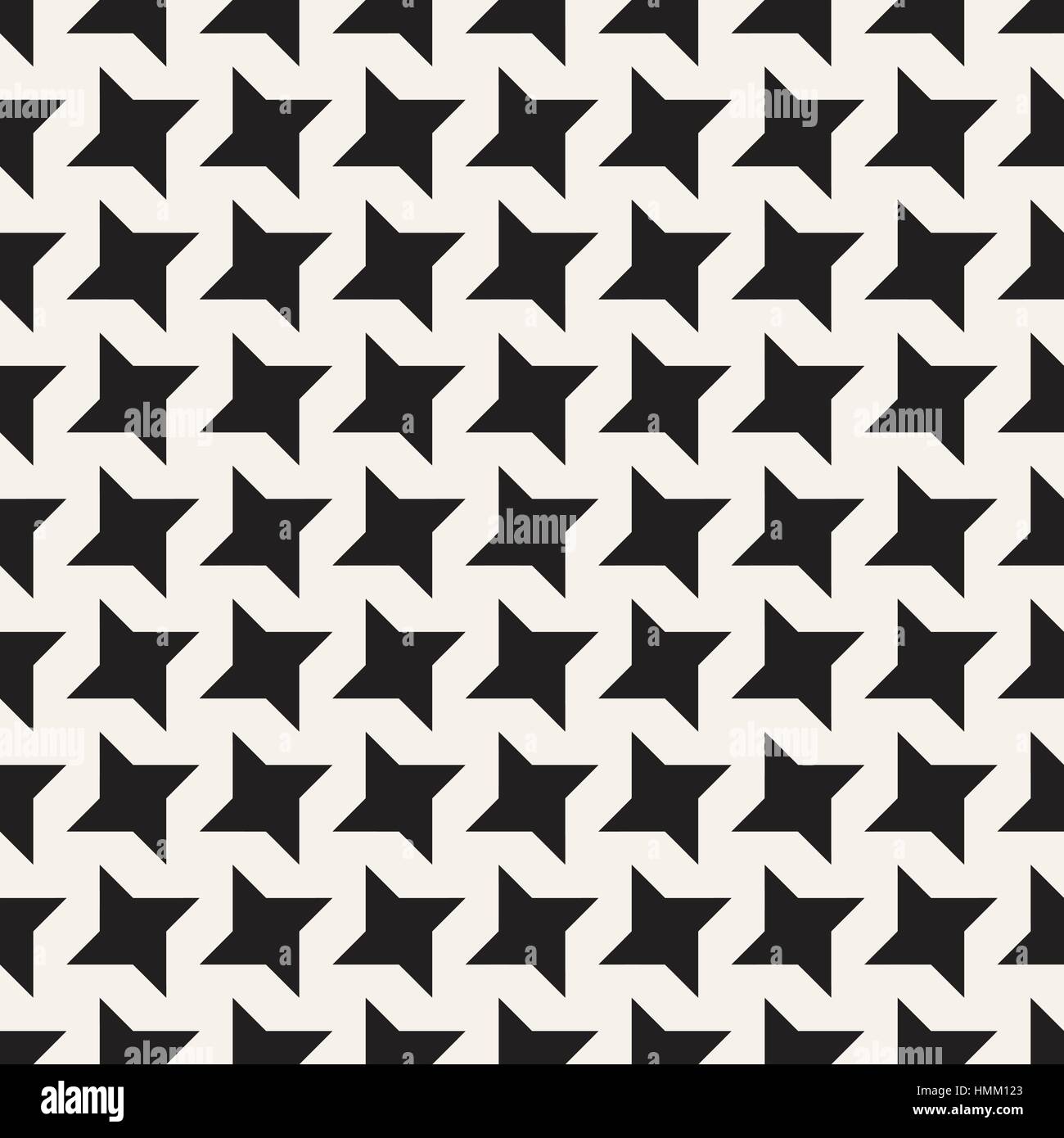Star Line Shapes Grid. Vector Seamless Black and White Pattern Stock ...