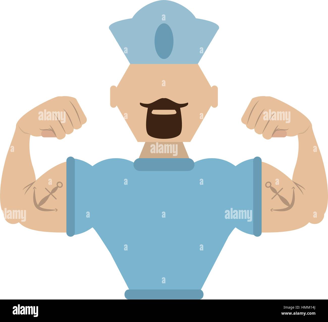 sailor man bearded cap nautical muscular vector illustration eps 10 ...