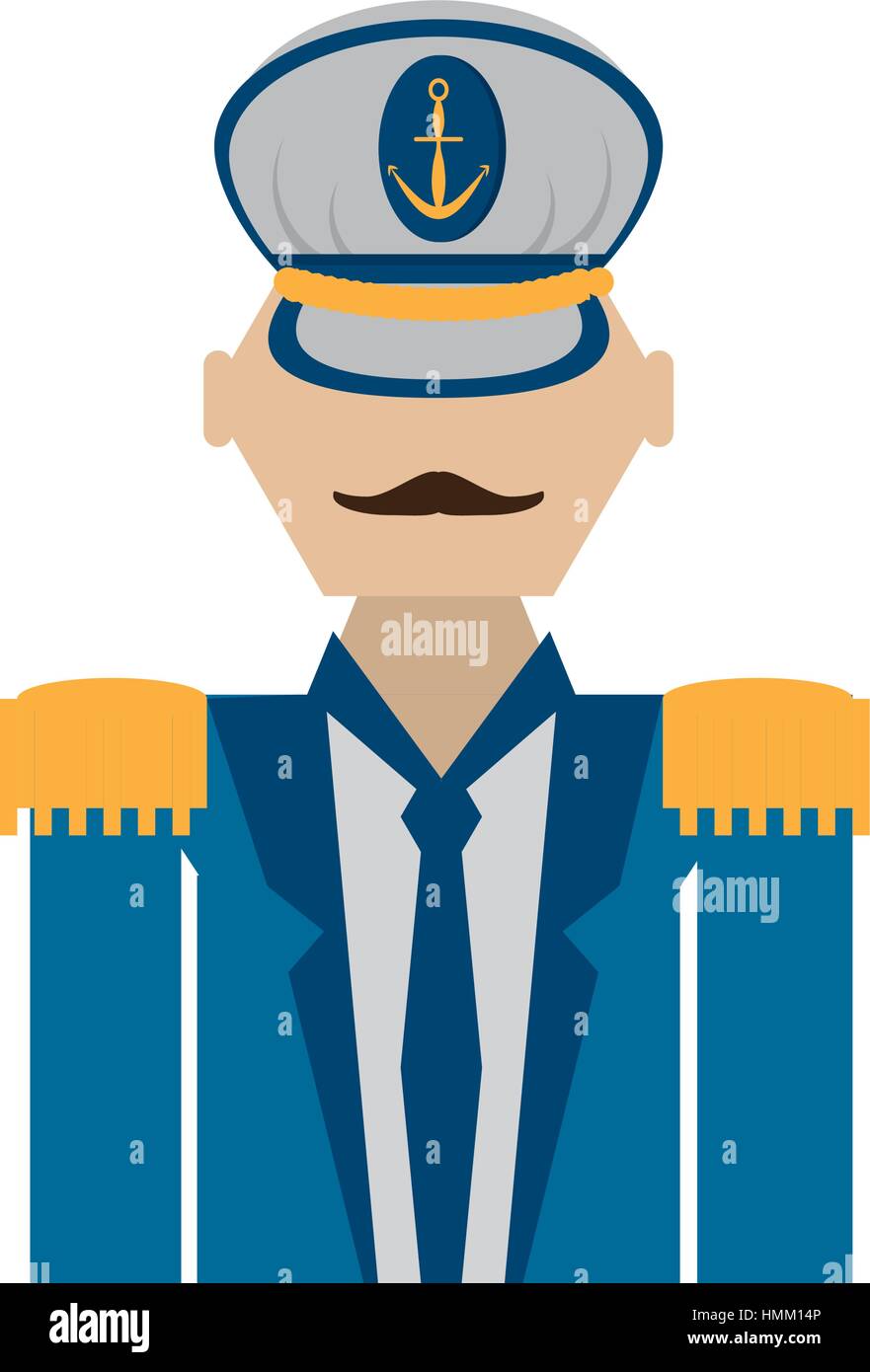 captain marine boat with uniform hat vector illustration eps 10 Stock ...