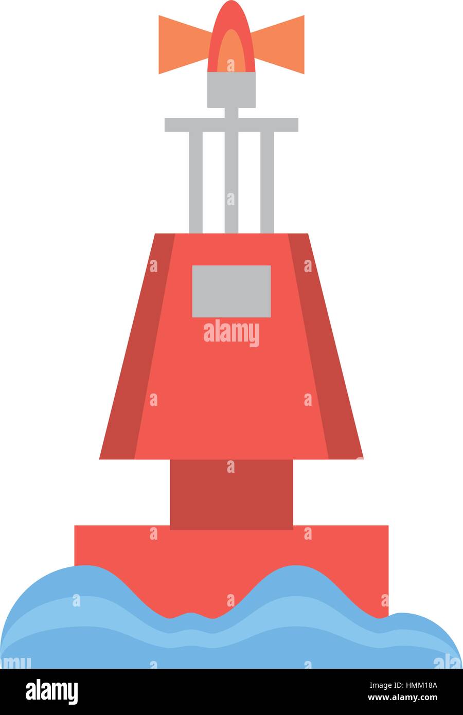 red marker buoy ocean light navigation vector illustration eps 10 Stock ...