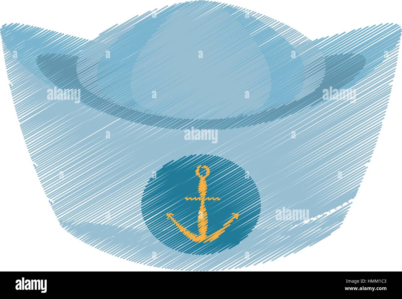 drawing sailor cap nautical anchor design vector illustration eps 10 ...