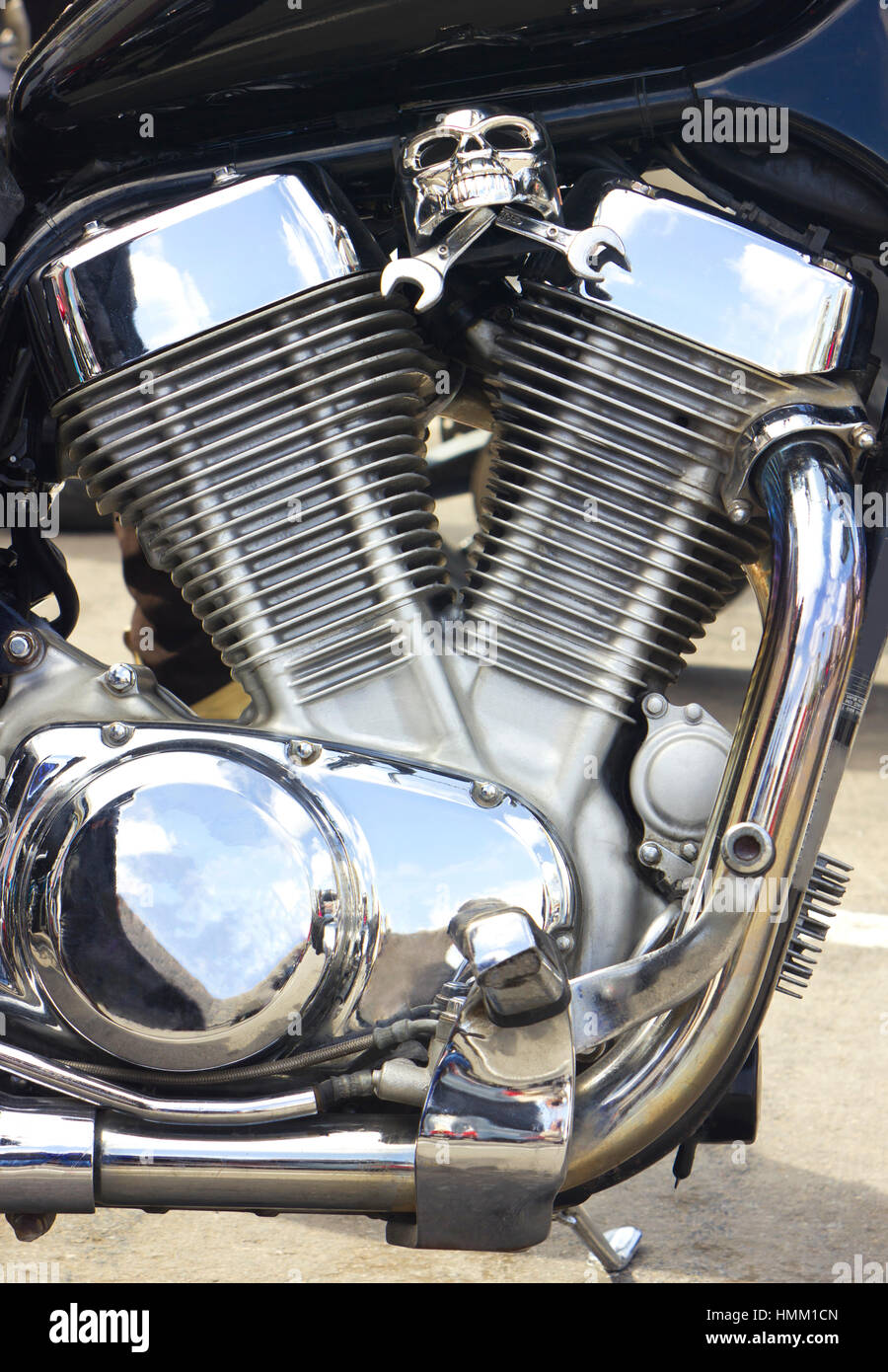 Shiny motorcycle engine with decoration Stock Photo - Alamy