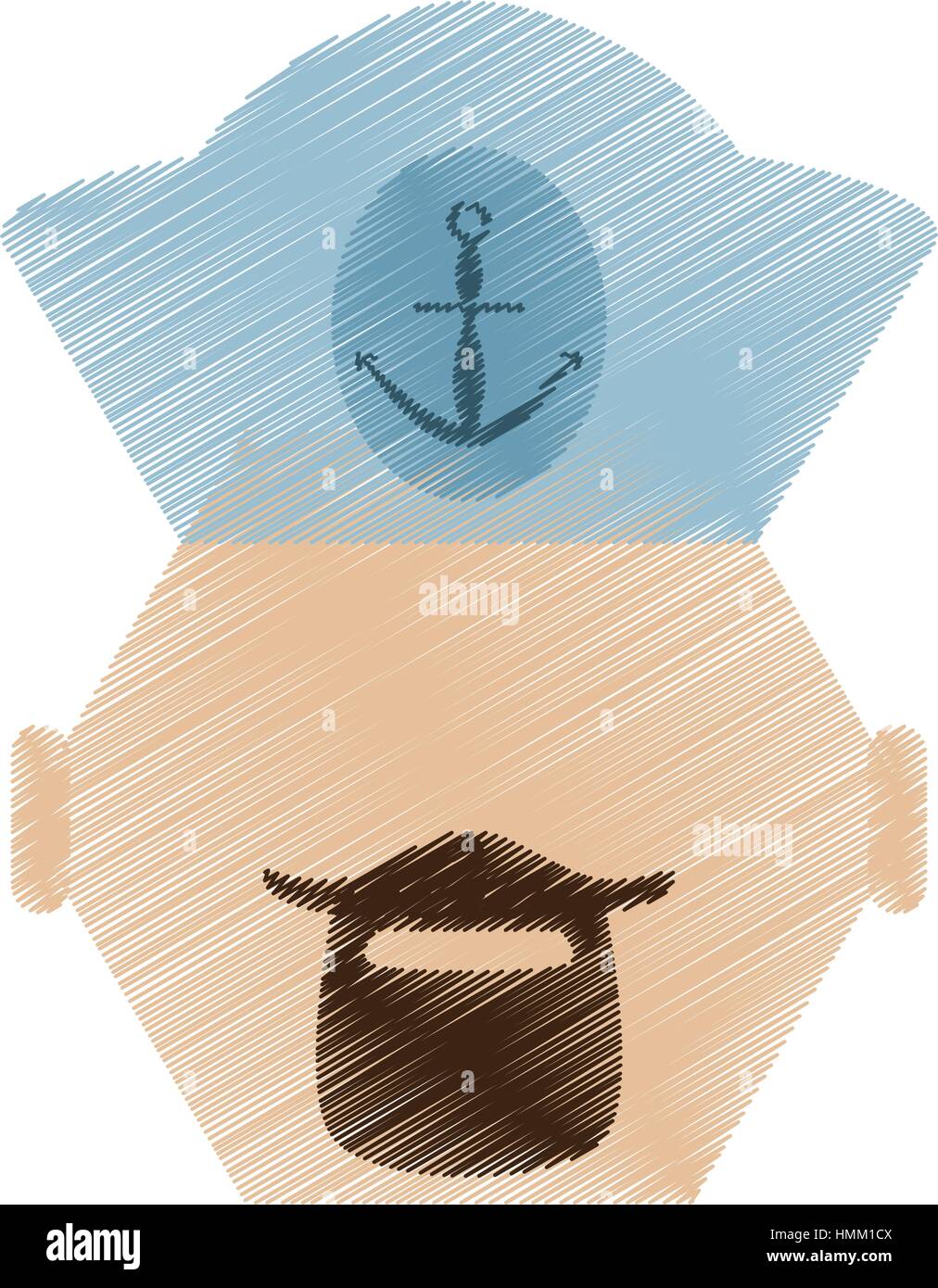 drawing face sailor man bearded cap nautical vector illustration eps 10 ...