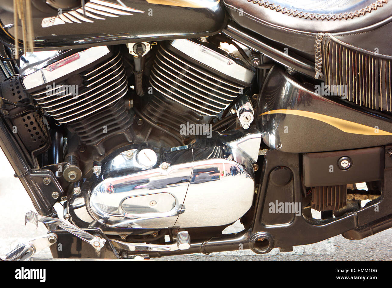 Shiny motorcycle engine Stock Photo - Alamy