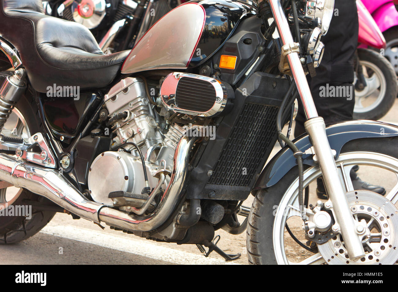 Shiny motorcycle engine Stock Photo - Alamy