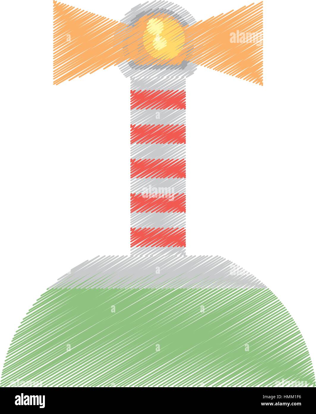 drawing lighthouse island sea navegation signal vector illustration eps ...