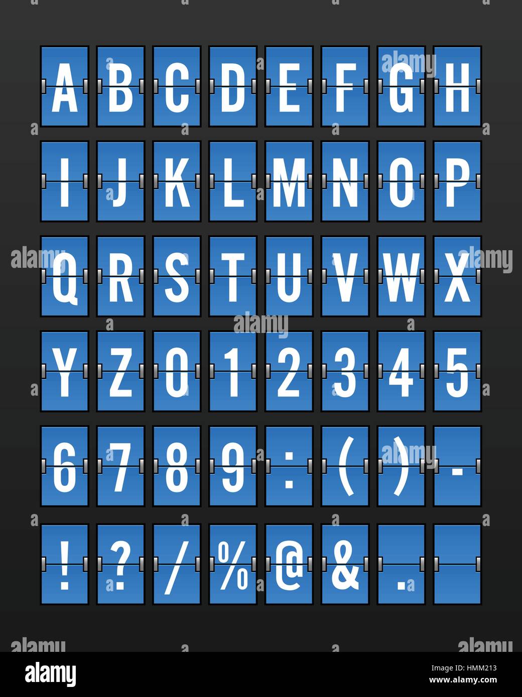 Airport Mechanical Flip Board Panel Font - White Font on Blue ...