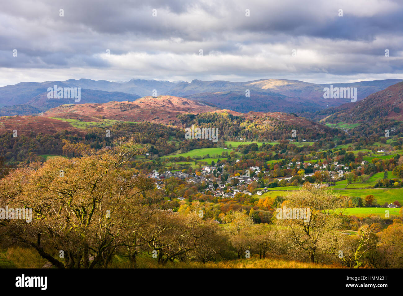 View from Wansfell over Ambleside and Loughrigg Fell beyond in the Lake ...