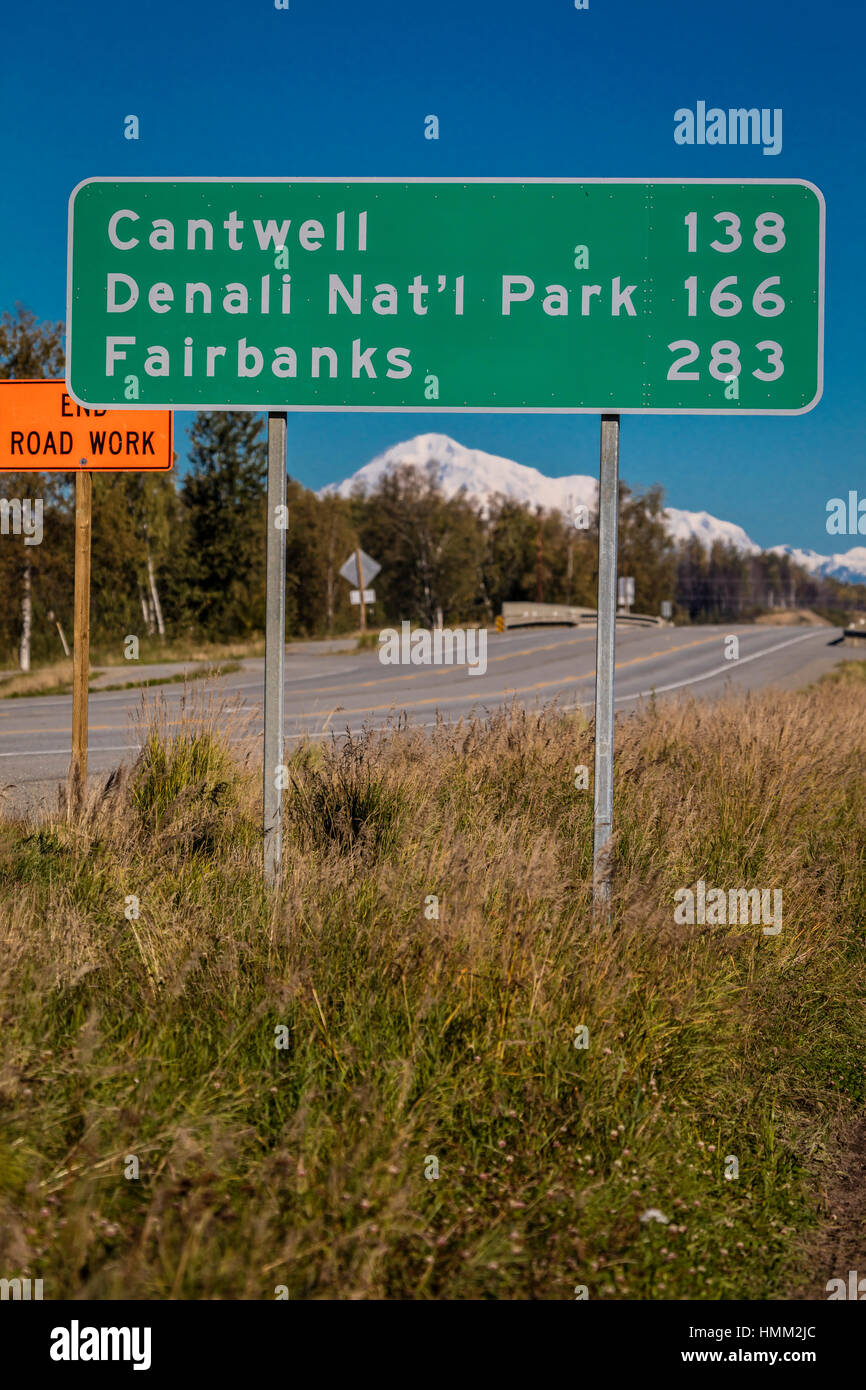 AUGUST 31, 2016 - Road Sign to Cantwell, Denali National Park and ...