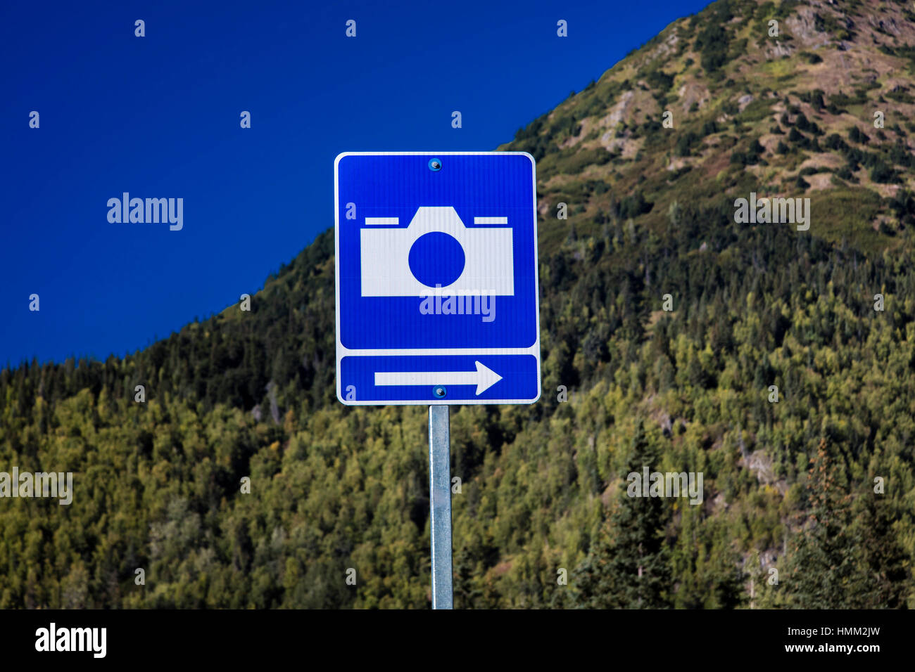 September 2, 2016 - Road Sign pointing out Scenic View Spot for photos ...