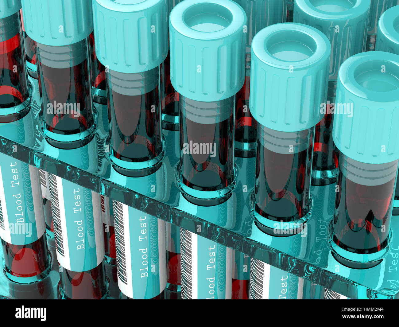 3D rendering of test tube with blood sample isolated over white ...