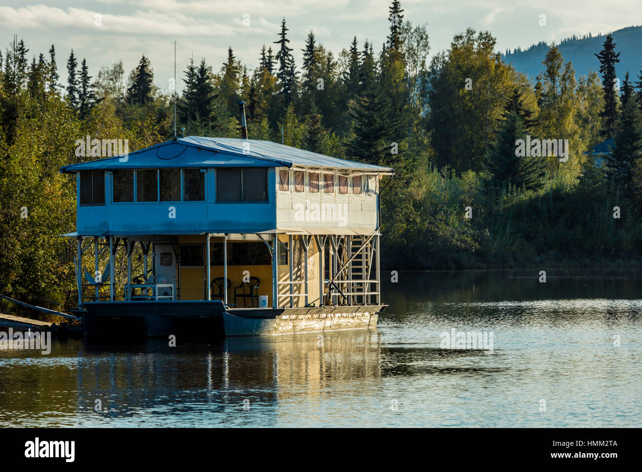AUGUST 25, 2016 - Houseboat on Chena River, Fairbanks Alaska Stock ...