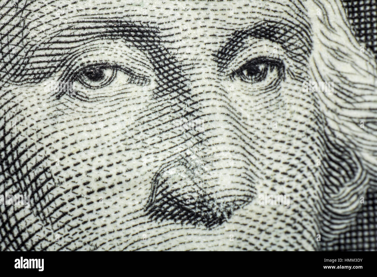 Macro closeup George Washington on one dollar bill Stock Photo - Alamy