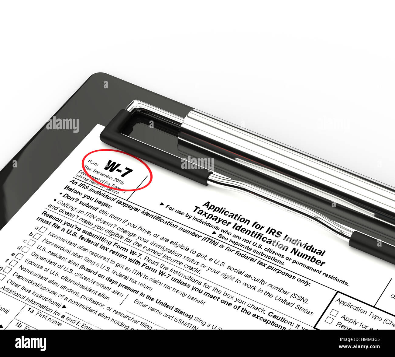 3d rendering of w-7 form on clipboard isolated over white background ...