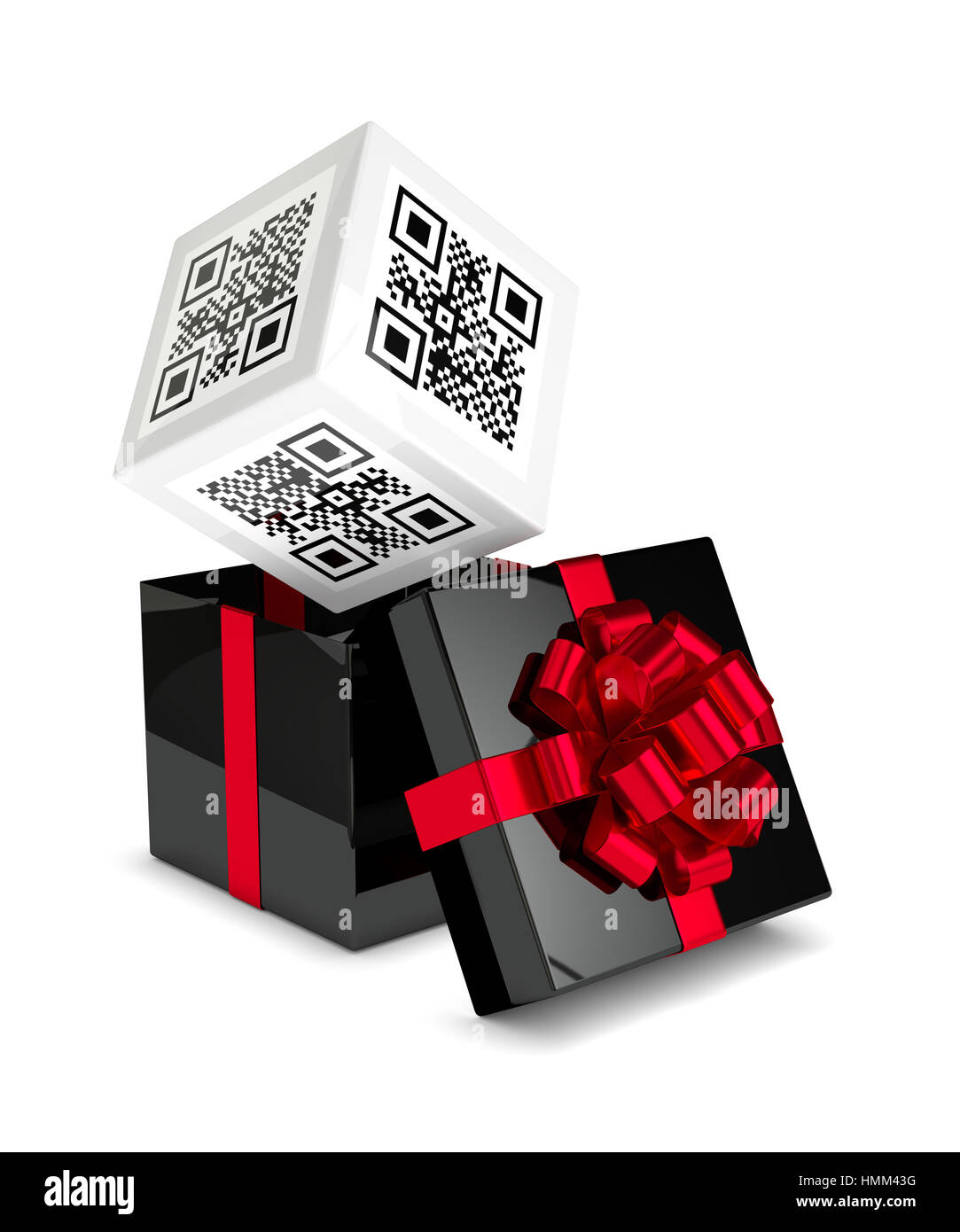 3d rendering of gift box with discount qr code isolated over white ...