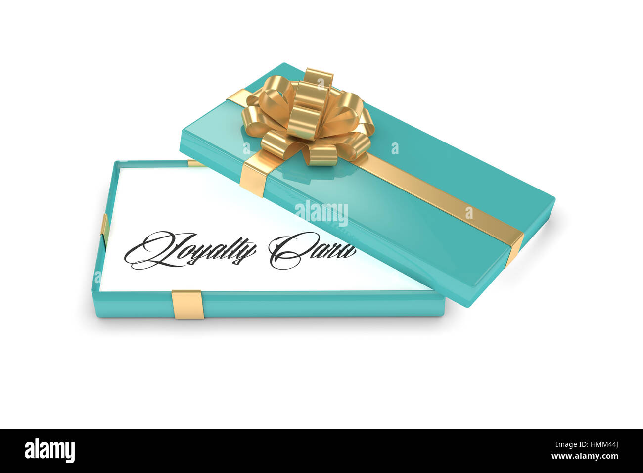 3d rendering of gift box with loyalty card isolated over white ...