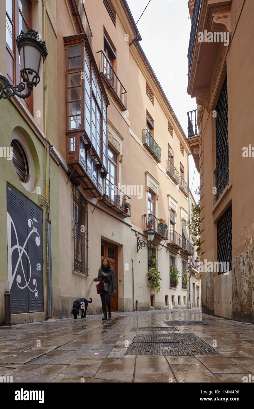 Traditional street in the old part of Valencia Stock Photo - Alamy