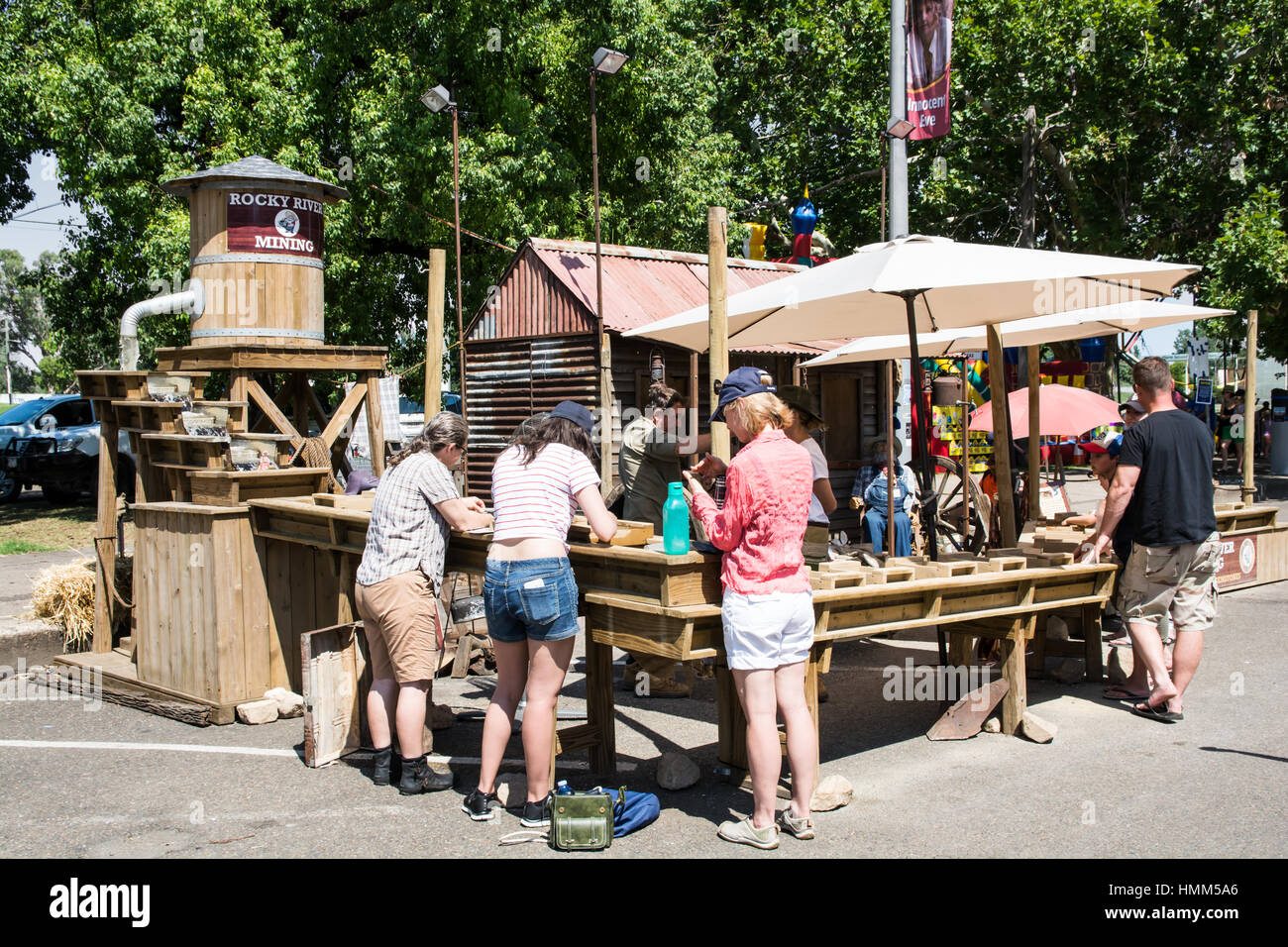 Replica of an old Australian's prospectors camp and sluice on display ...