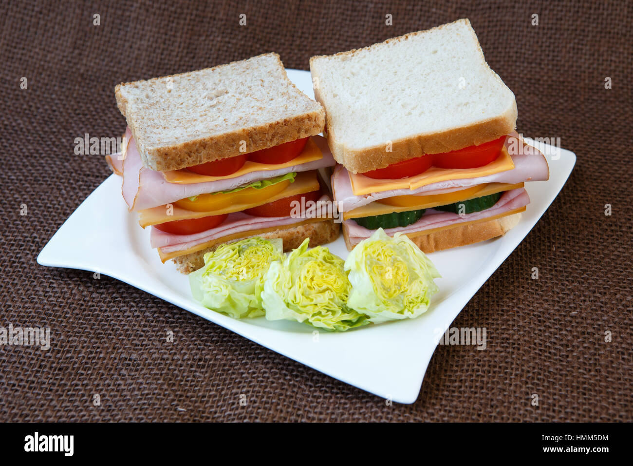 Sandwich with ham, cheese and vegetables Stock Photo - Alamy