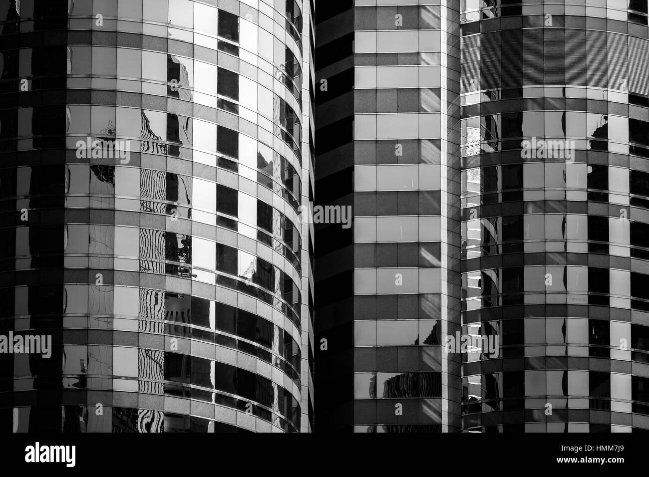 Windows of commercial building in Hong Kong with B&W color Stock Photo ...