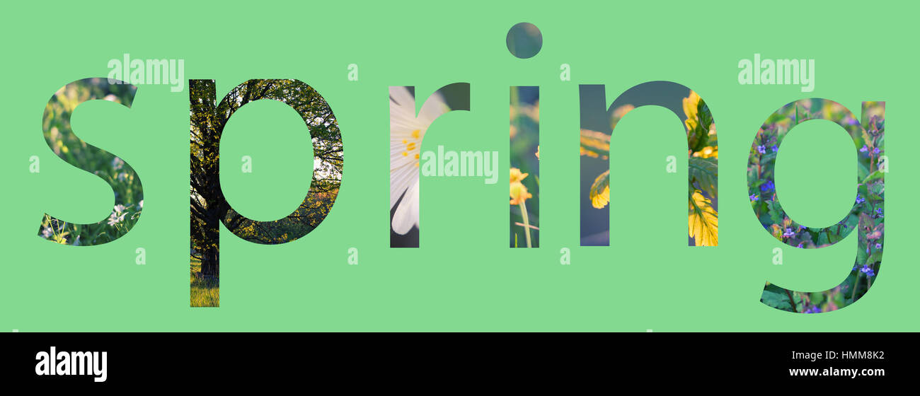 letters spring concept. spring nature inside letters Stock Photo - Alamy