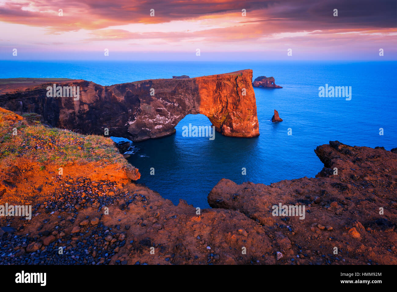 Unique basalt arch on Dyrholaey Nature Reserve, Iceland Stock Photo - Alamy