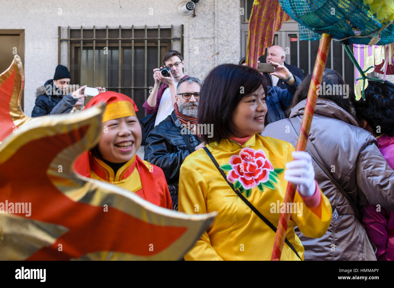 Chinese people celebrating the Chinese new year 2017, Madrid, Spain ...