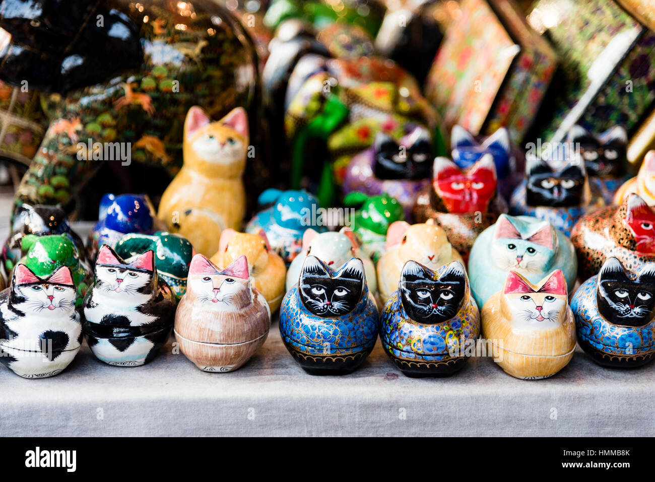 Beautiful handmade decorative items at a shop for sale. The crafts of ...