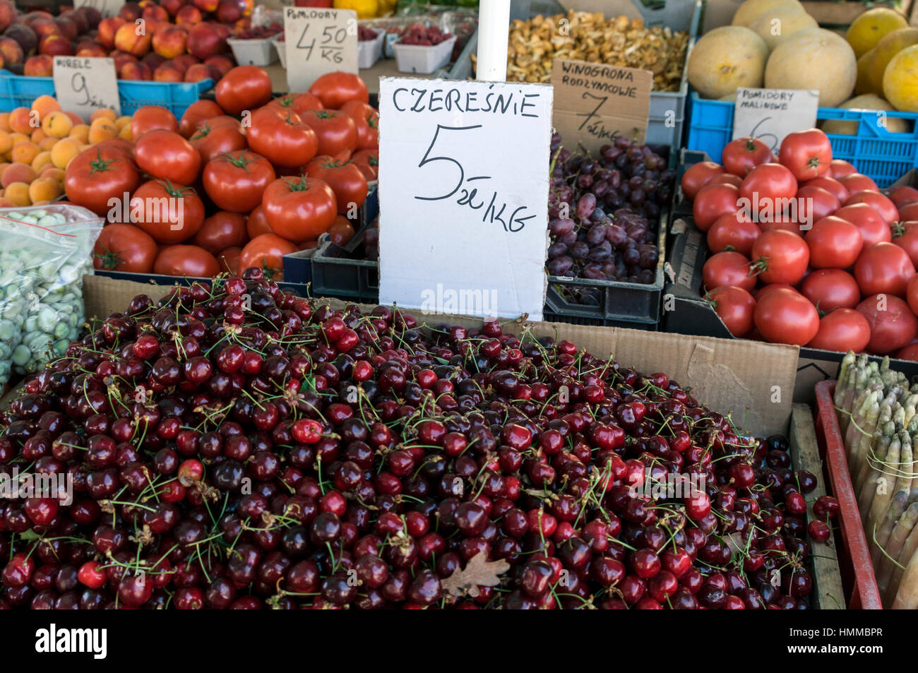 A fruit and vegetable market at Hala Mirowska in Plac Mirowski, Warsaw ...
