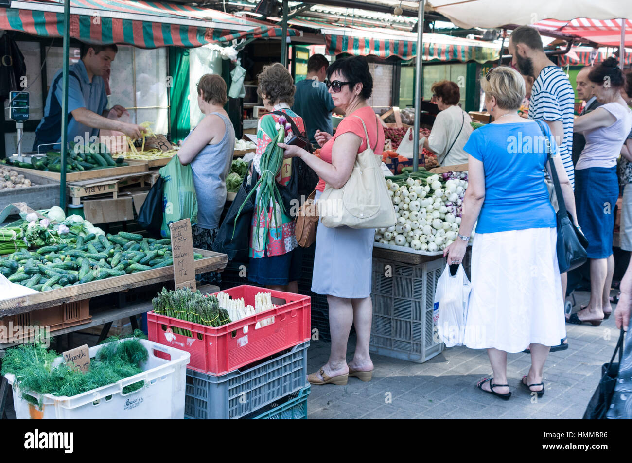 A fruit and vegetable market at Hala Mirowska in Plac Mirowski, Warsaw ...