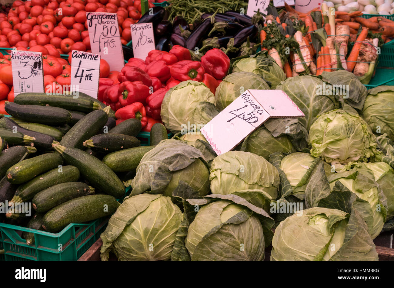 A fruit and vegetable market at Hala Mirowska in Plac Mirowski, Warsaw ...