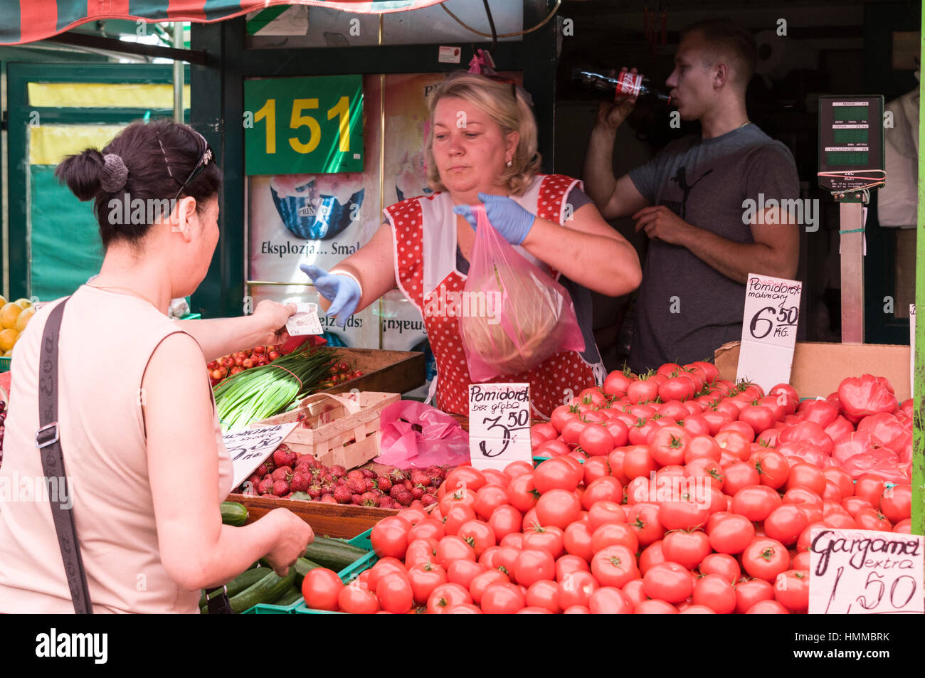 A fruit and vegetable market at Hala Mirowska in Plac Mirowski, Warsaw ...