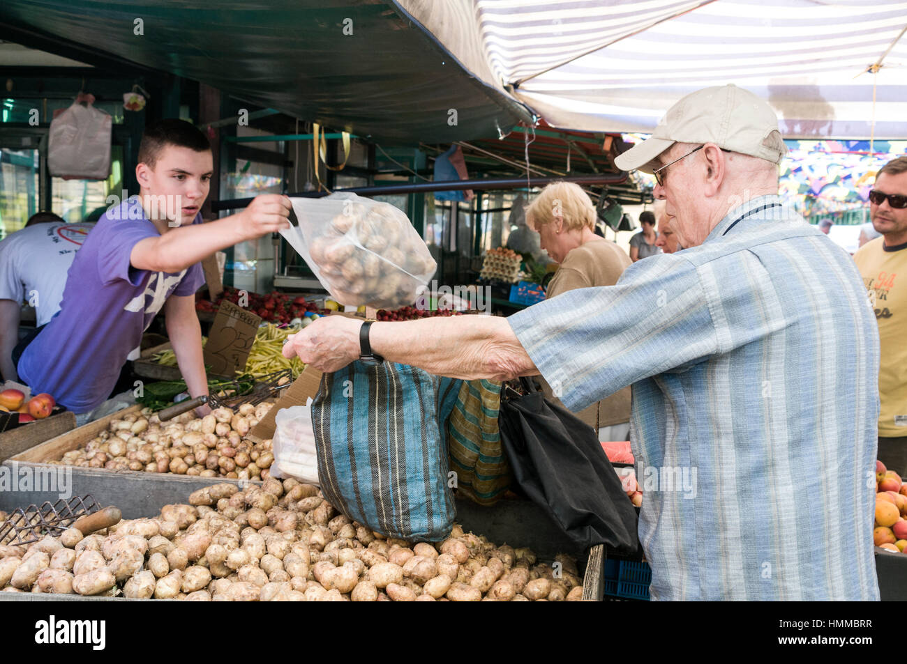 A fruit and vegetable market at Hala Mirowska in Plac Mirowski, Warsaw ...