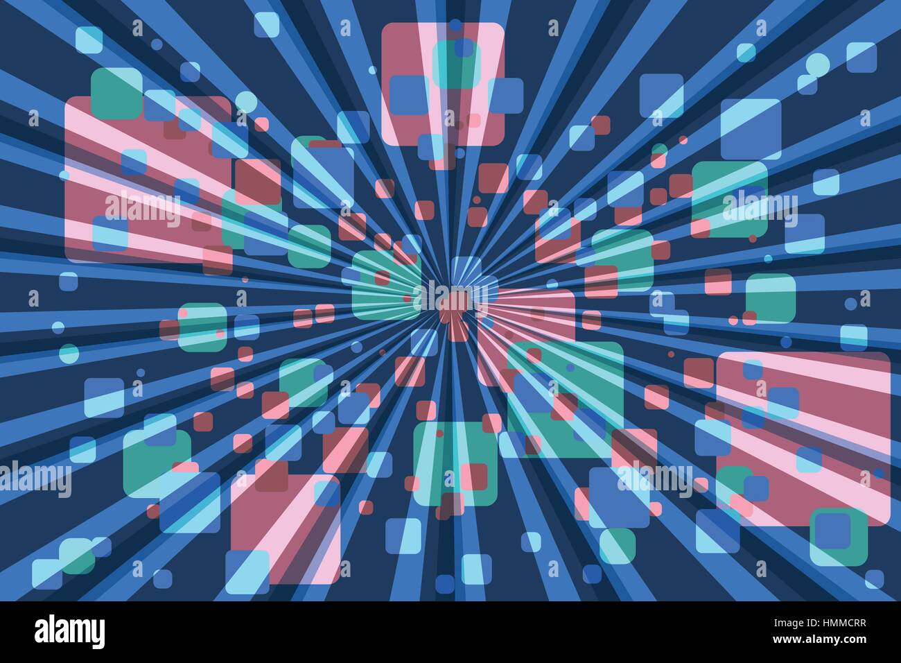 Digital squares and retro rays modern background Stock Vector Image ...