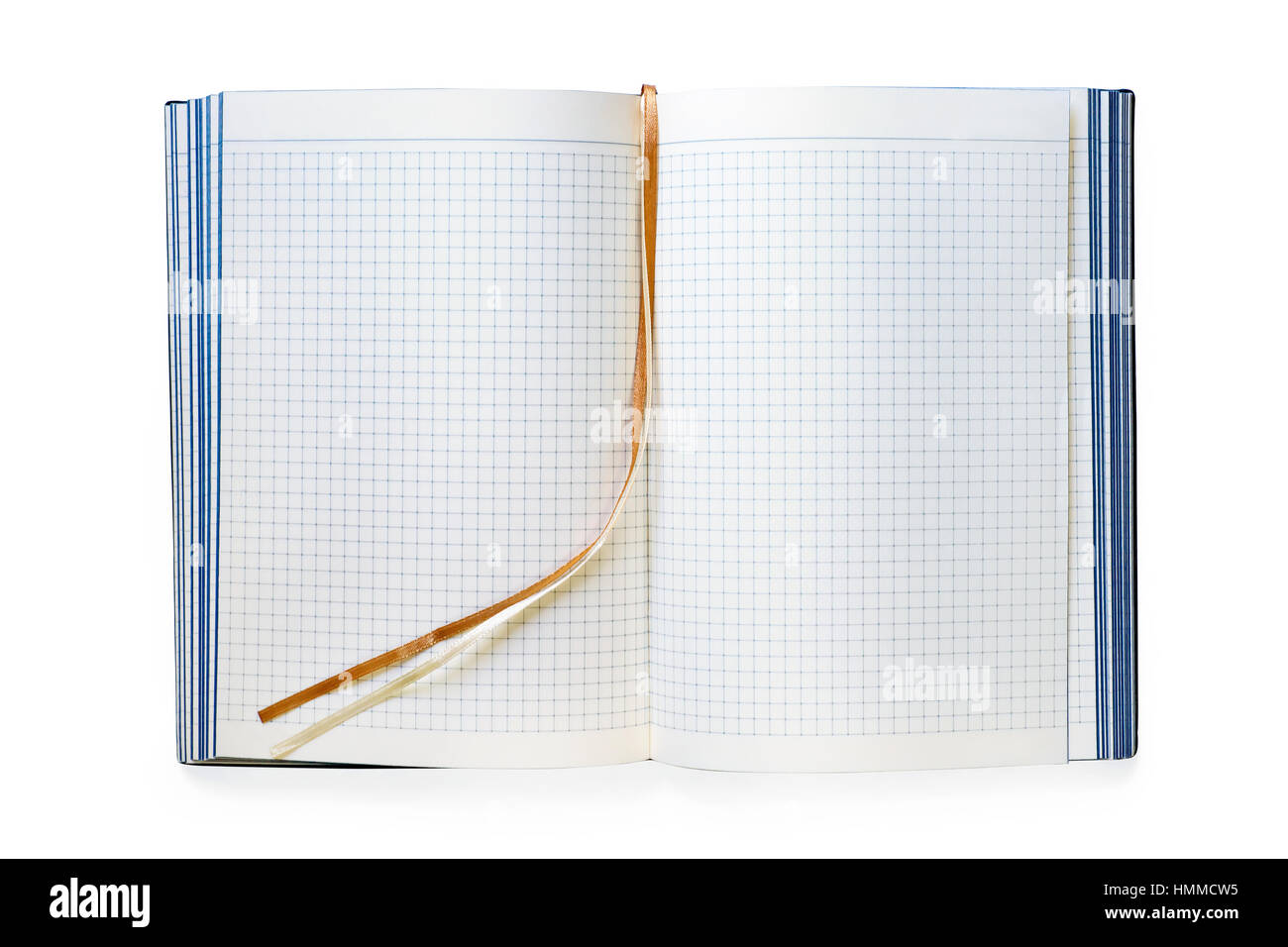 Open blank business note with bookmarks. Isolated on white with ...