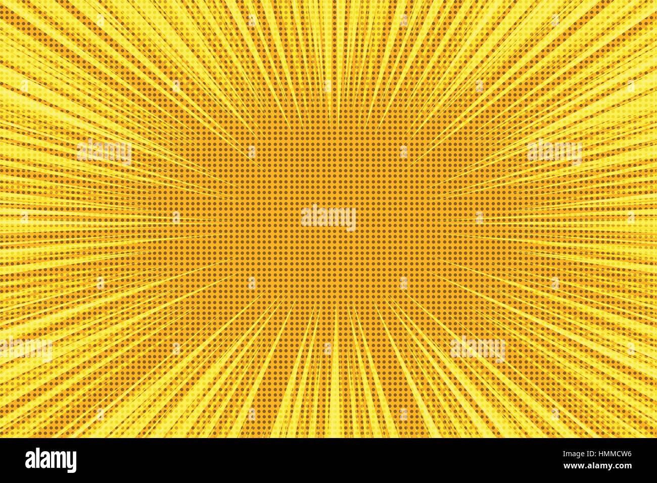 Yellow orange rays pop art retro vintage background Stock Vector Image ...