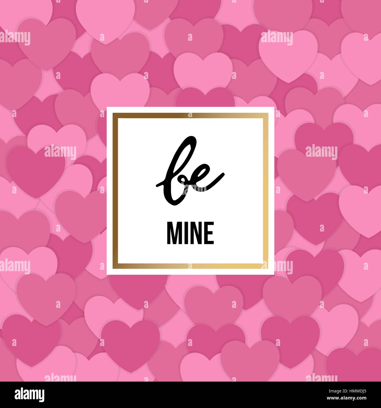 Be mine card design with pink hearts. Valentine's day. Vector ...