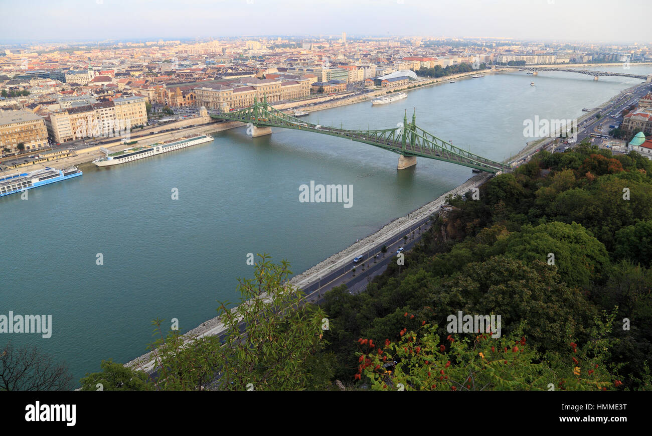 City of Budapest - View from Gellért Hill looking southeast along the ...