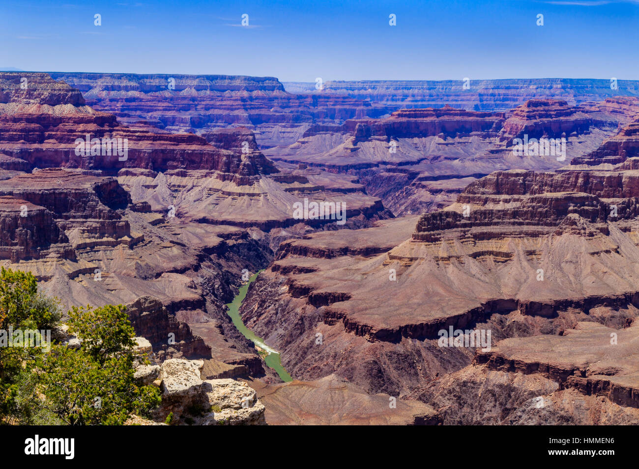 Panoramic view of the Colorado river in the western Grand Canyon Stock ...