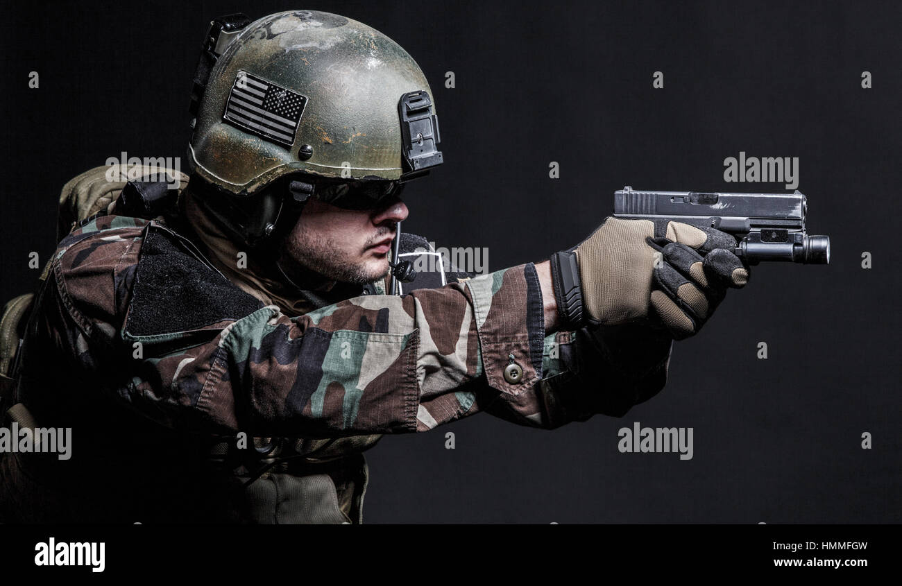 soldier with pistol Stock Photo - Alamy