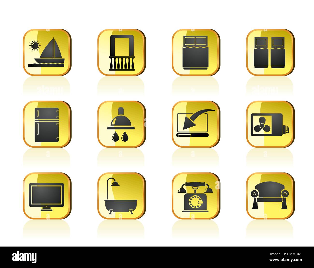 Hotel and motel room facilities icons Stock Vector Image & Art - Alamy