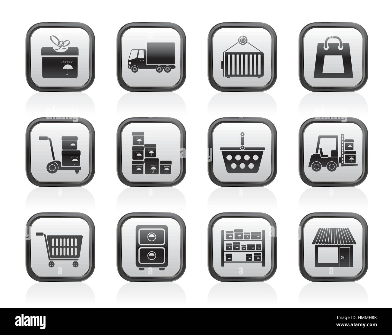 Storage, transportation, cargo and shipping icons Stock Vector Image ...