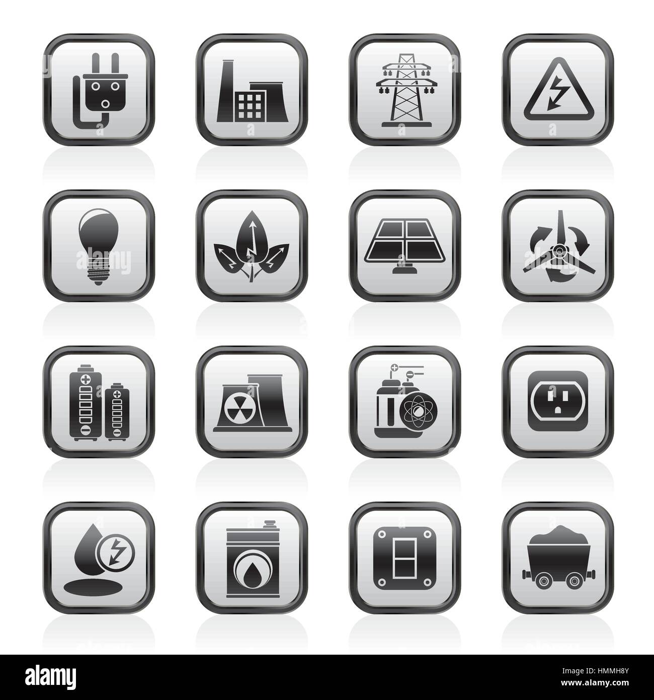 power, energy and electricity icons Stock Vector Image & Art - Alamy