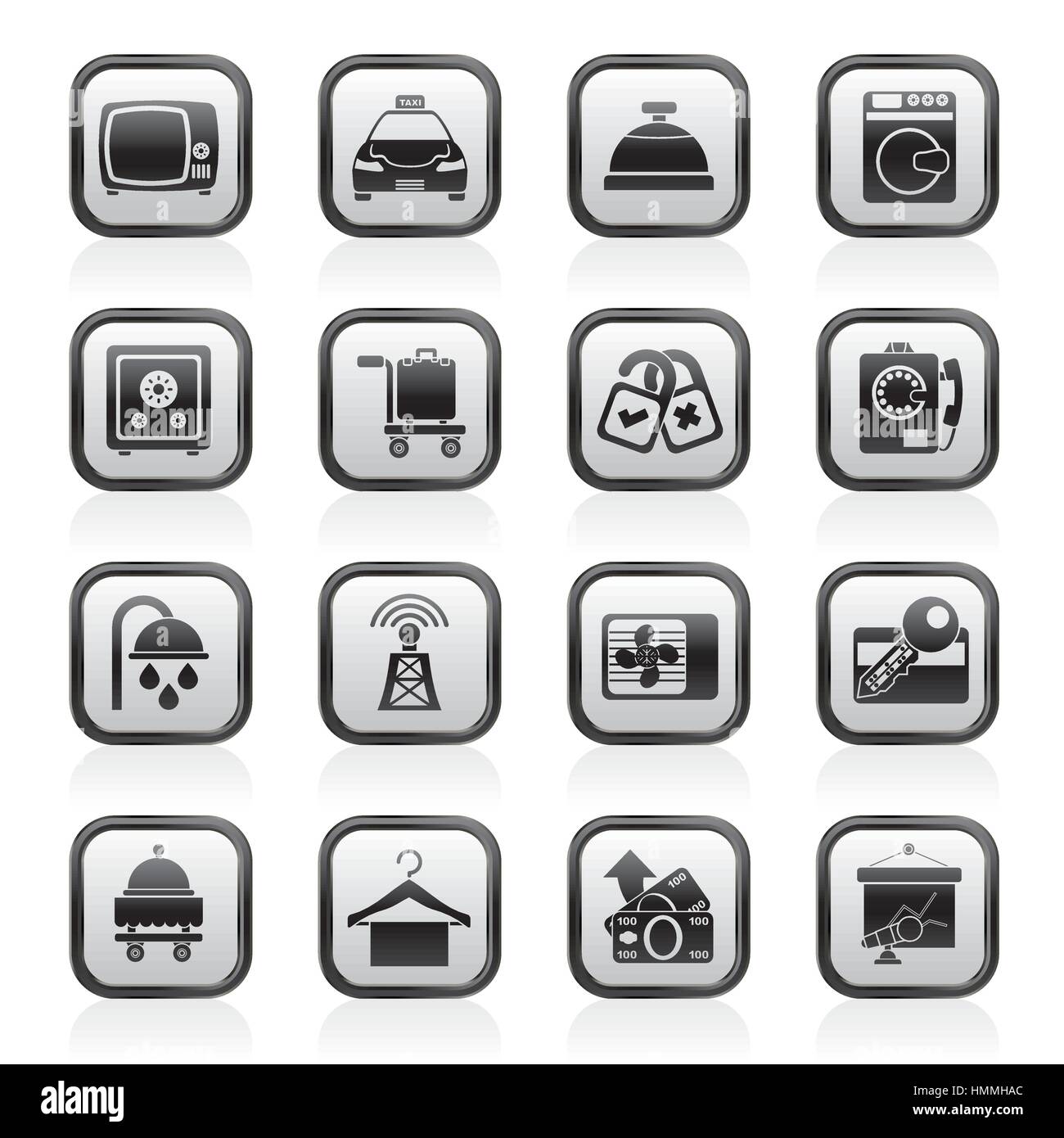 Hotel and motel room facilities icons Stock Vector Image & Art - Alamy