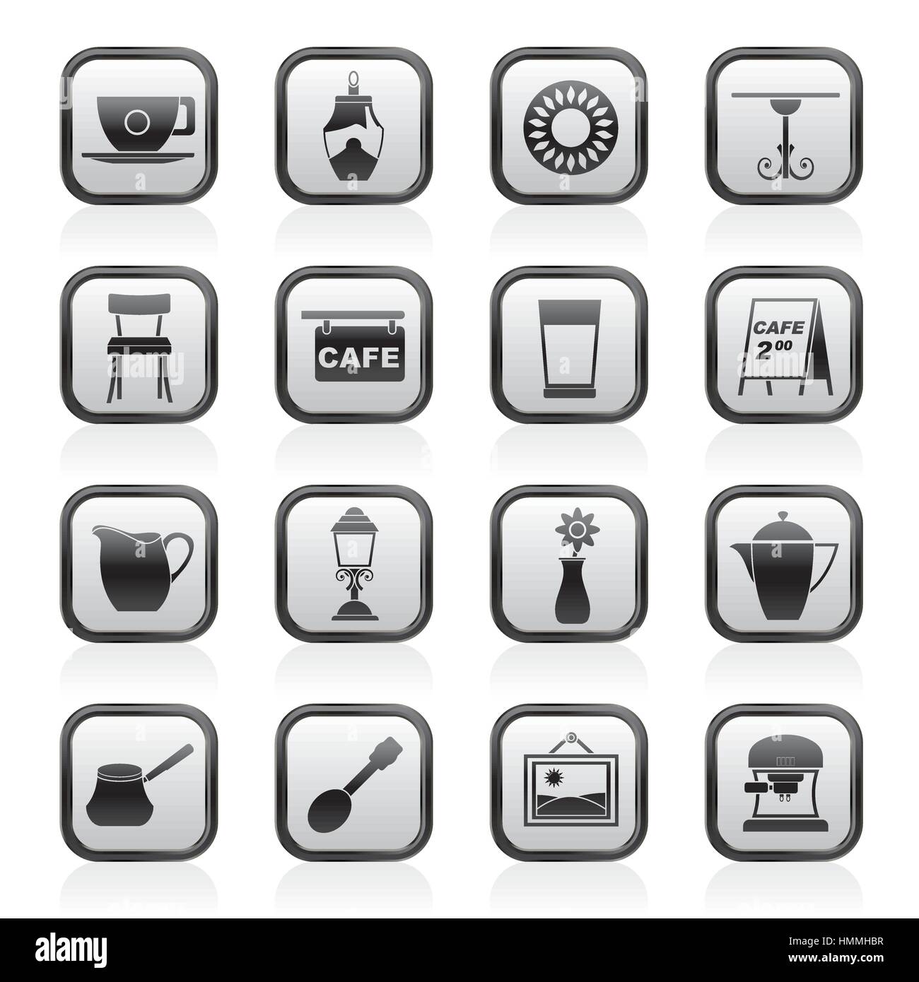 Café and coffeehouse icons Stock Vector Image & Art - Alamy