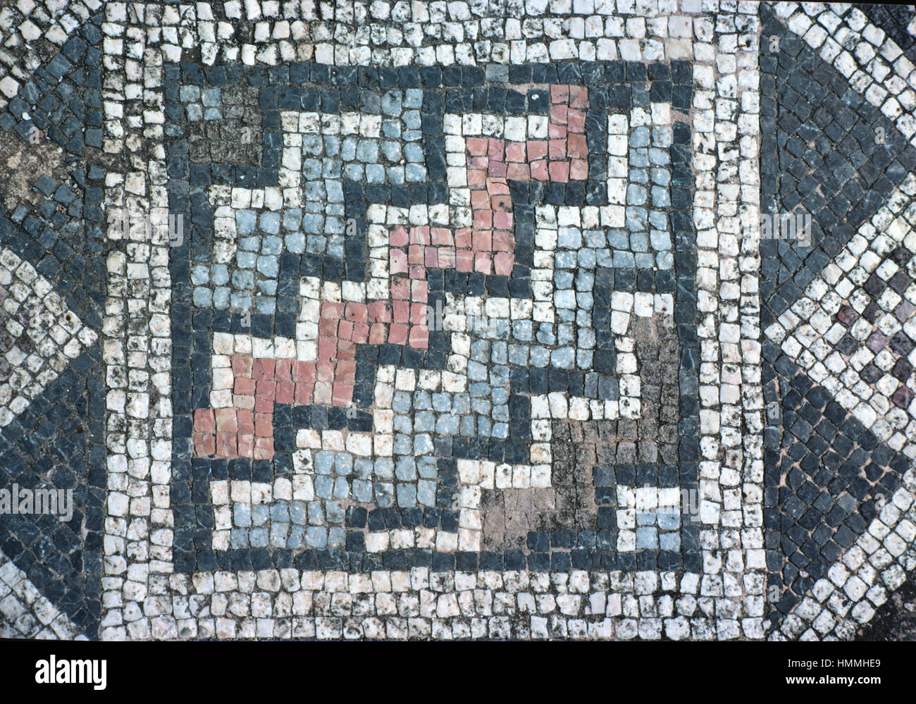 Byzantine Stone Floor Mosaic Showing Geometric Design at the Ruined ...